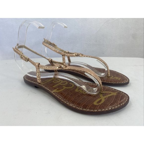 Sam Edelman | Shoes | Sam Edelman Gigi Gold Animal Print Nude Thong ...